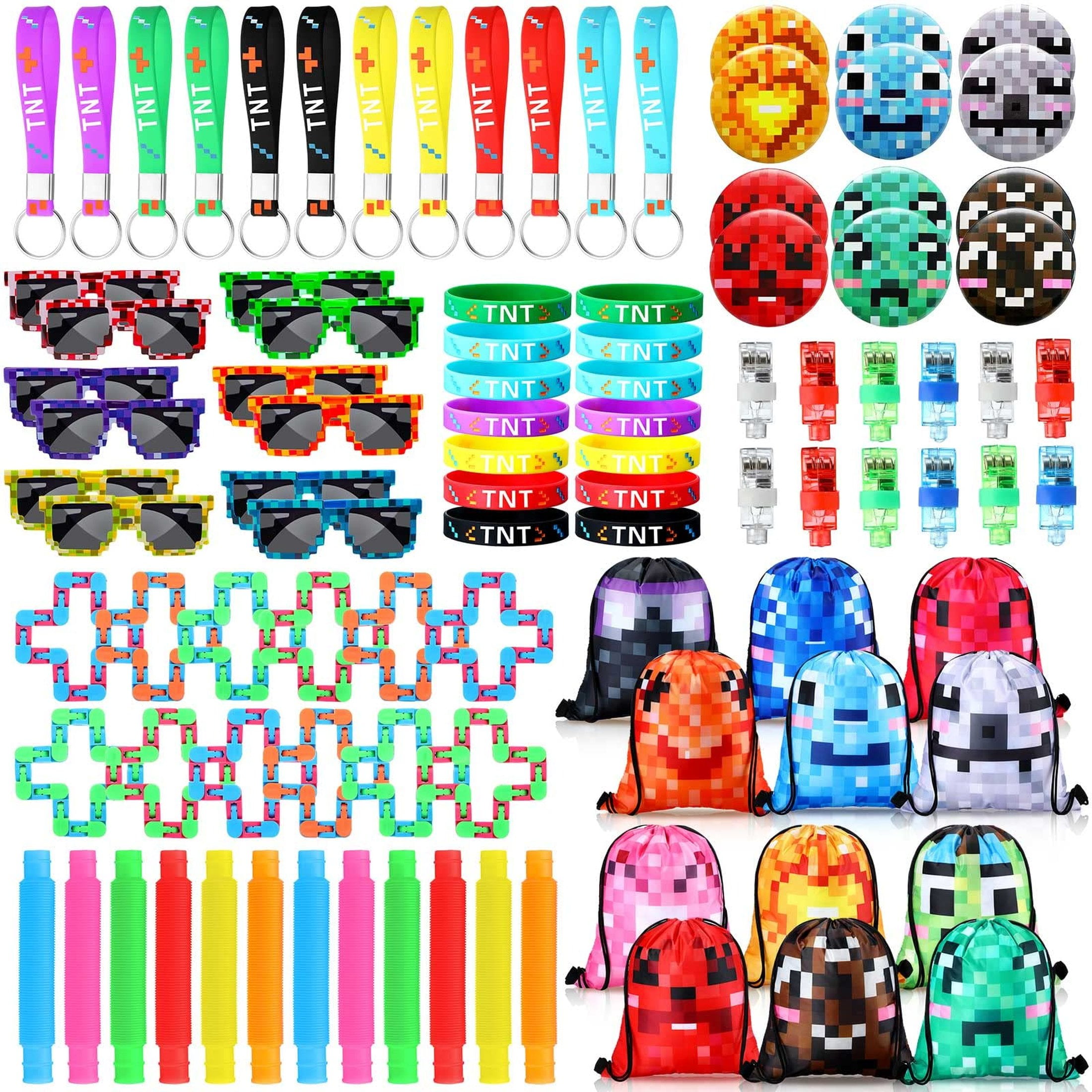 Pixel Miner Party Pack - 96-Piece Birthday Supplies Set with Key Chains ...
