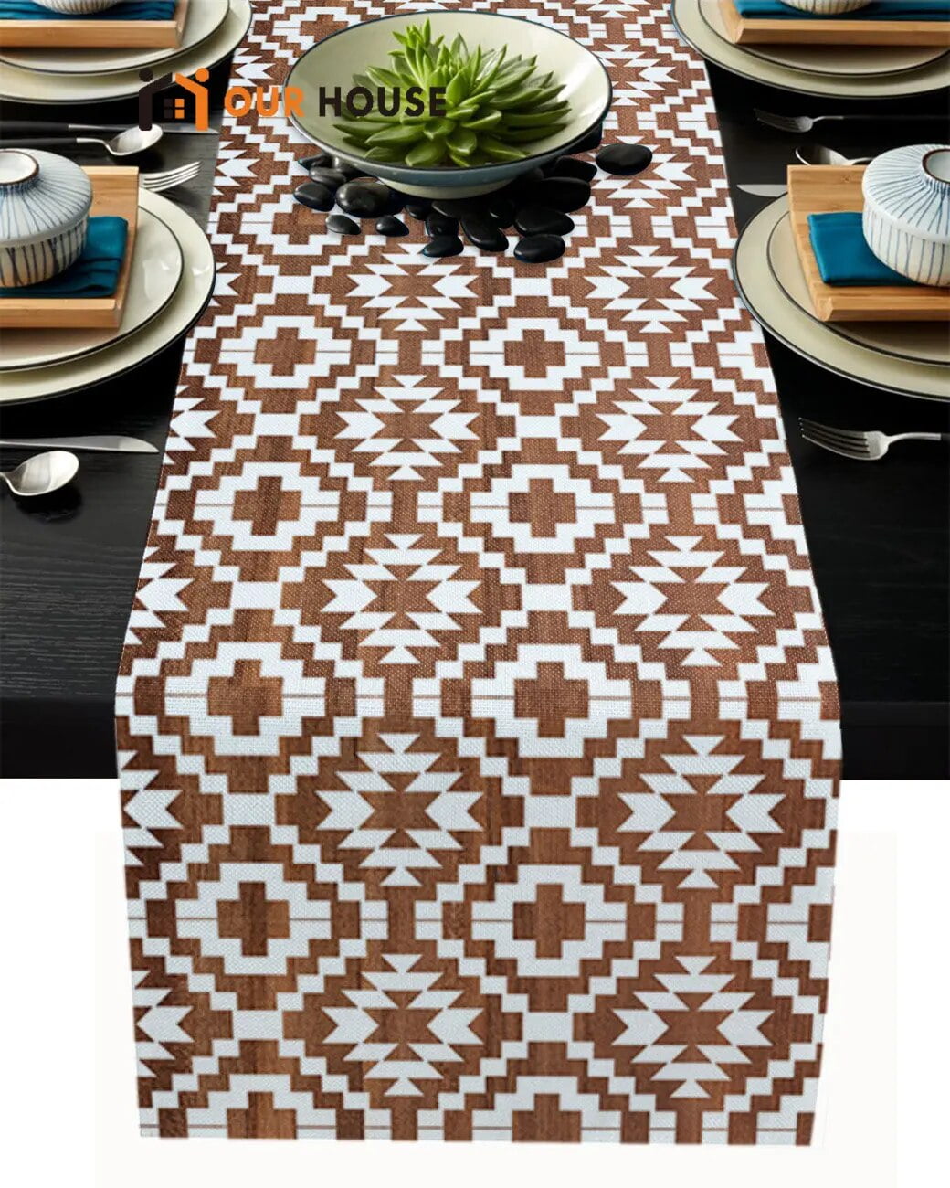 Pixel Mosaic Wood Grain Wedding Home Party Table Runners Coffee Table ...