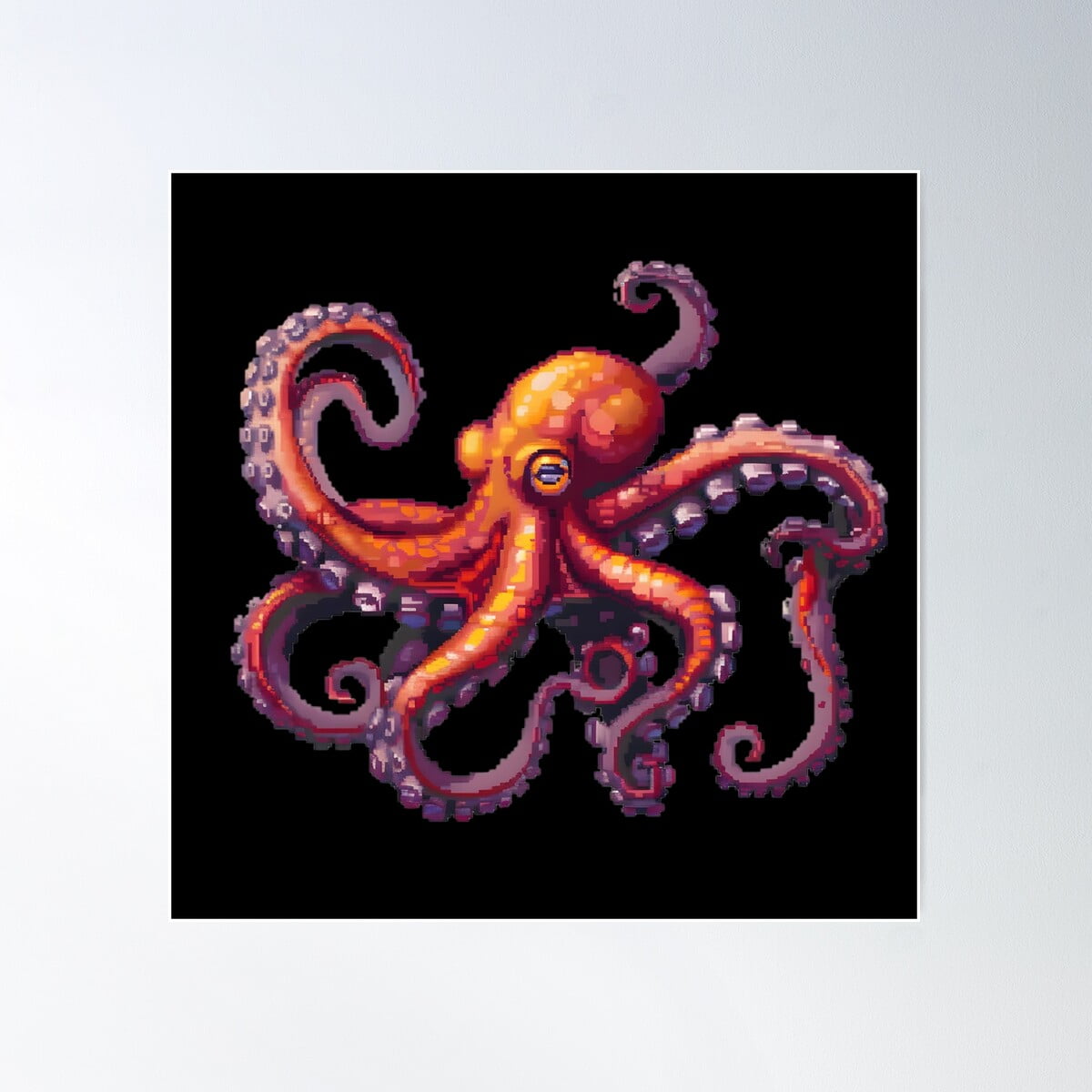 Pixel Octopus Poster Wall Art, Modern Wall Decor For Living Room ...