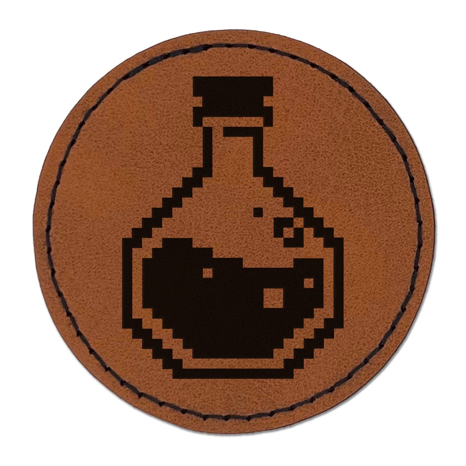 Pixel RPG Potion Health Mana Bottle 2.5" Faux Leather Round Engraved ...