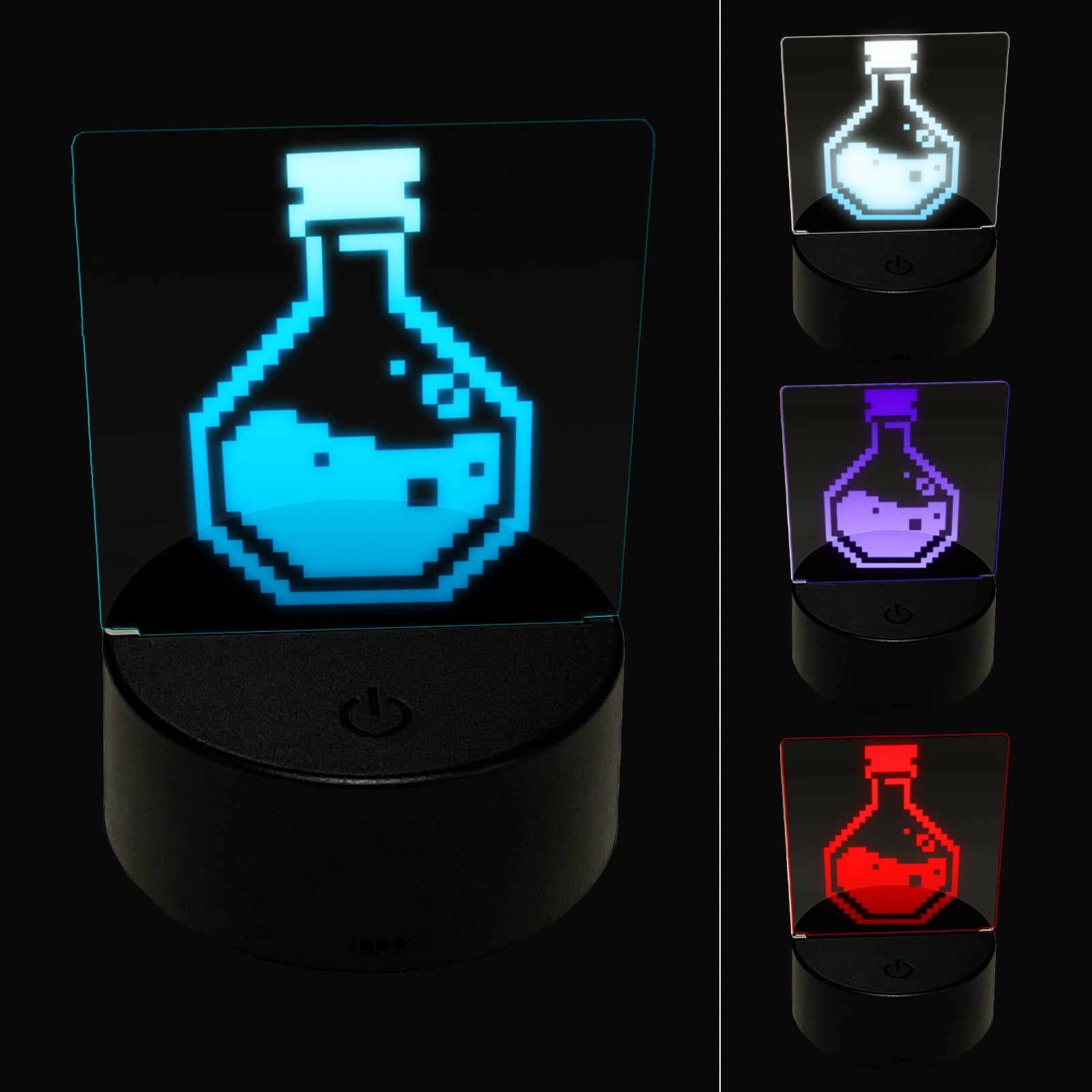 Pixel RPG Potion Health Mana Bottle LED Night Light Sign 3D Illusion ...