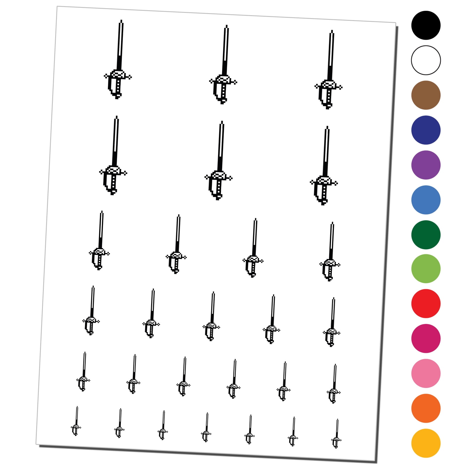 Pixel Rapier Fencing Sword RPG Video Games Water Resistant Temporary ...