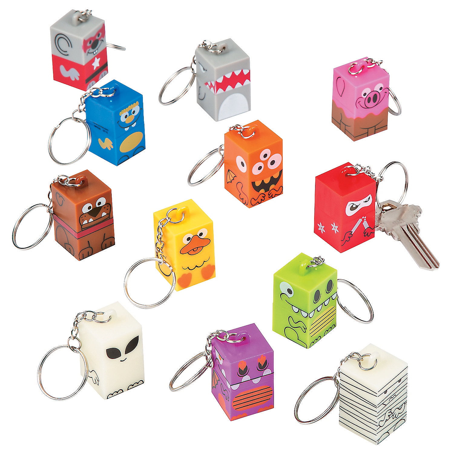 Pixel Stackerz Collectable Key Chains - Party Favors - 12 Pieces ...