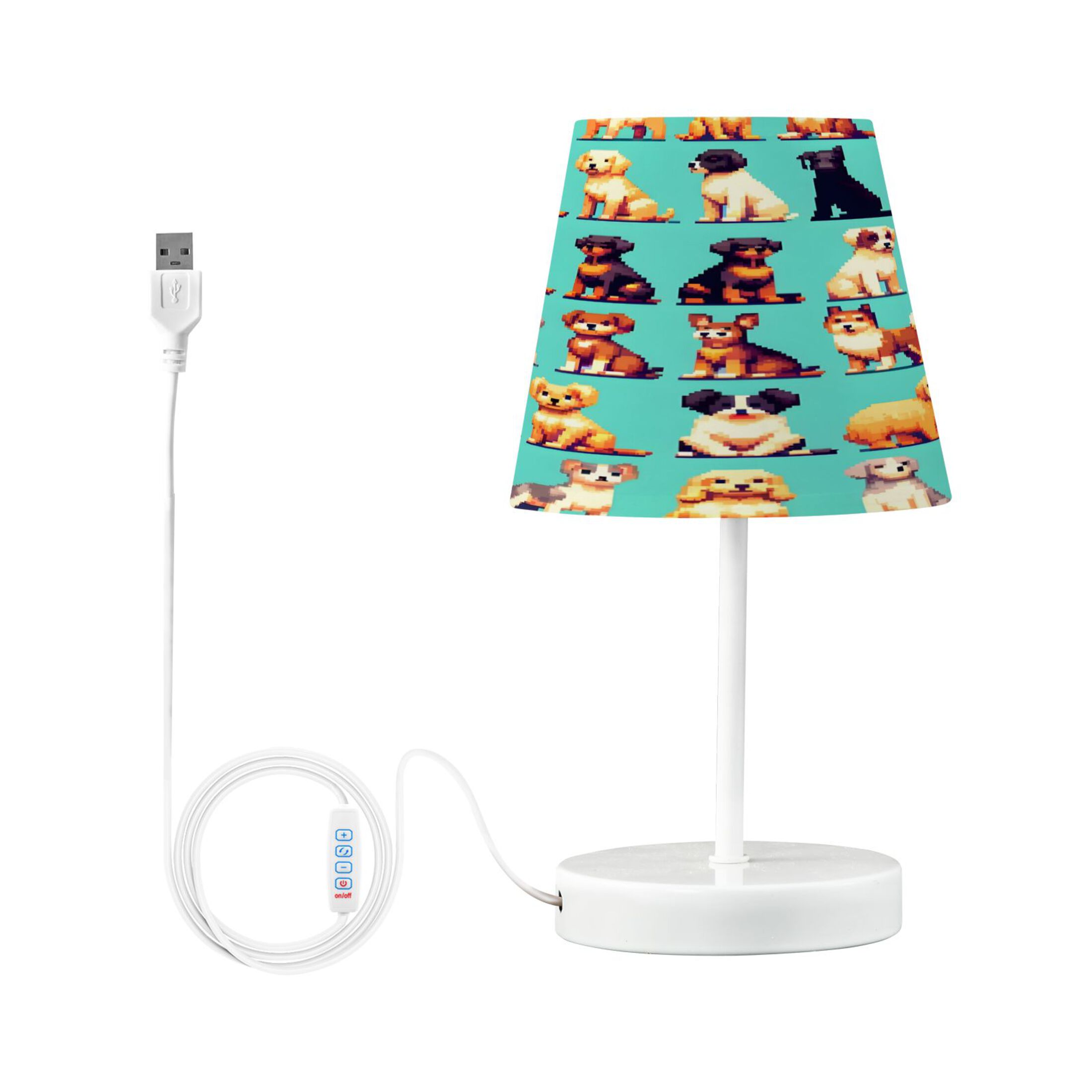 Pixel Style Dogs Desk Lamp LED Table Nightstand Lamps with 3 Color ...