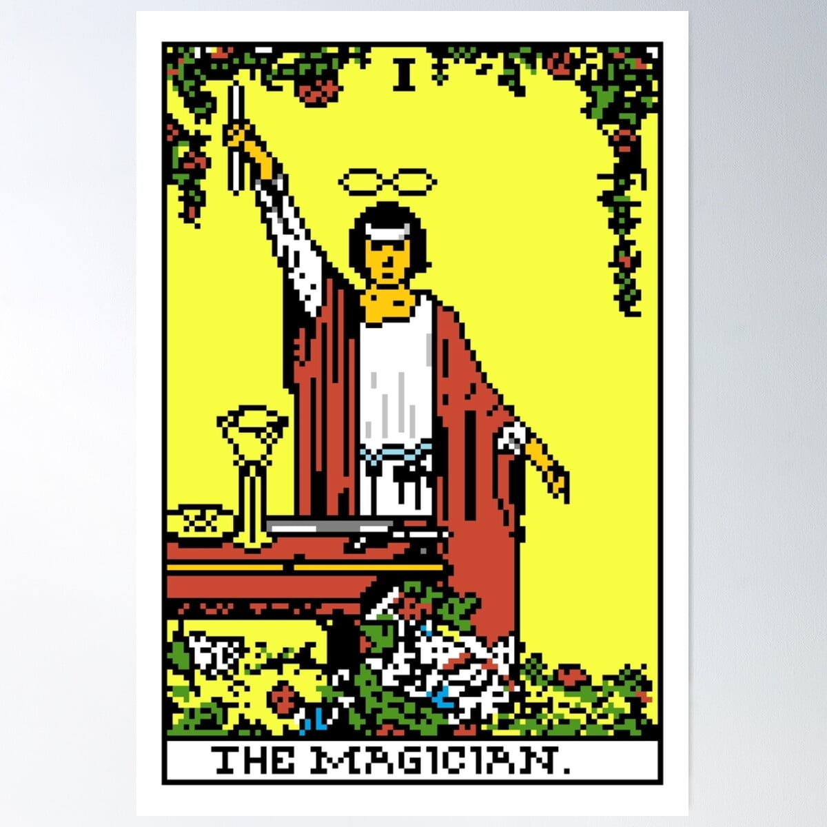 Pixel Tarot Card - The Magician Poster Wall Art, Modern Wall Decor For ...