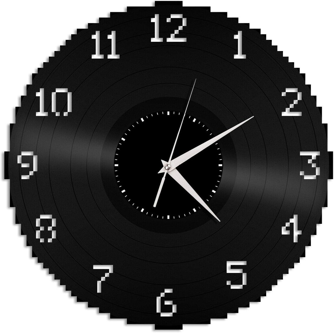 Pixel Vinyl Wall Clock,Vinyl Record Clock Wall Art Black Handmade Art ...