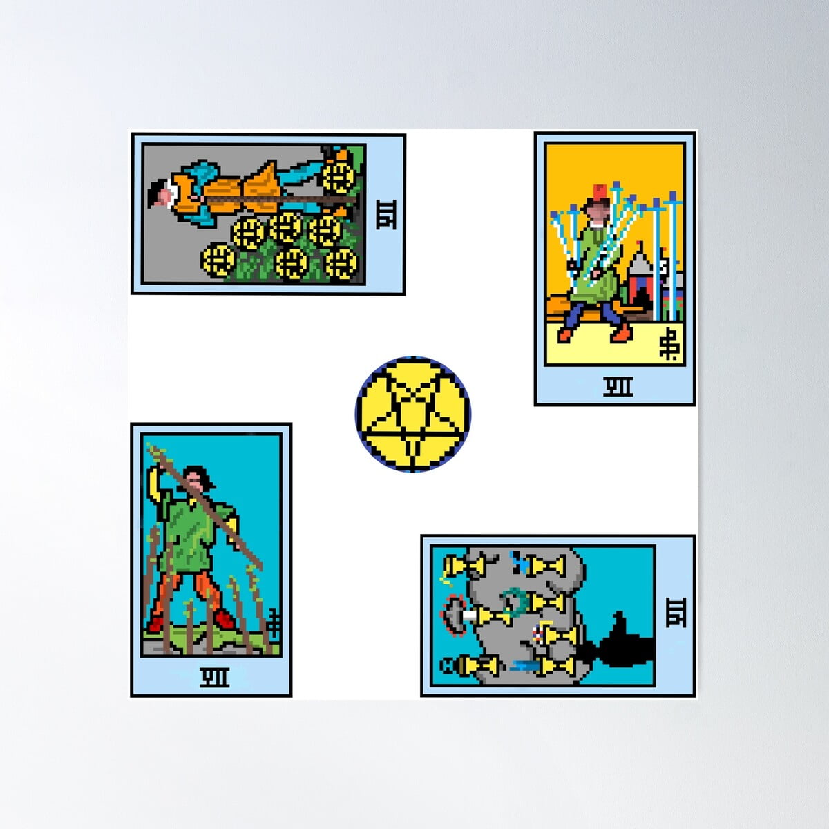 Pixel Waite Tarot Minor Arcana Sevens - 80Th Sticker Pack And Magnets ...