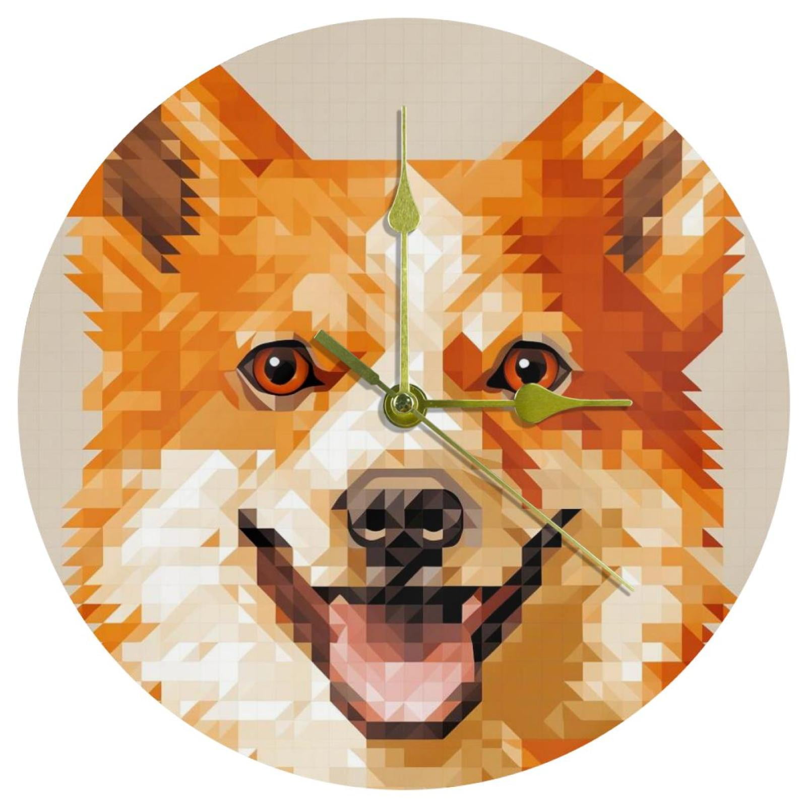 Pixel dog Acrylic Round Wall Clock 9.8 Inches Silent Non Ticking ...