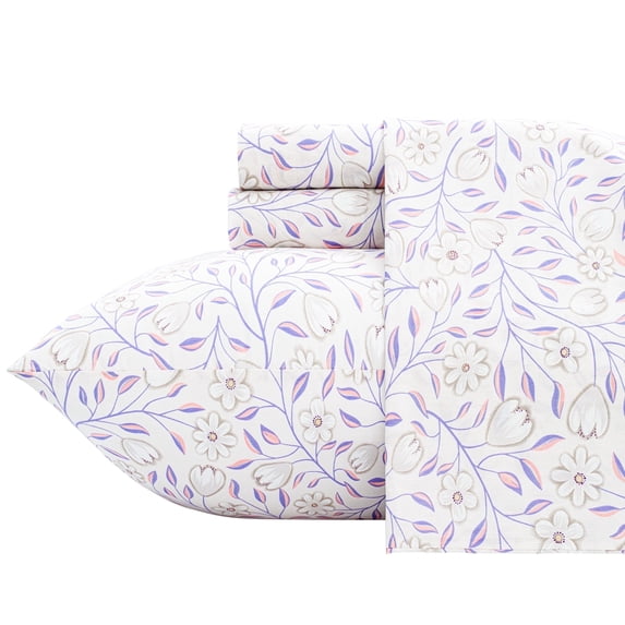 PixelForge 100% Cotton Full Size Sheets,4 Piece Pure Percale Bed Sheets ...