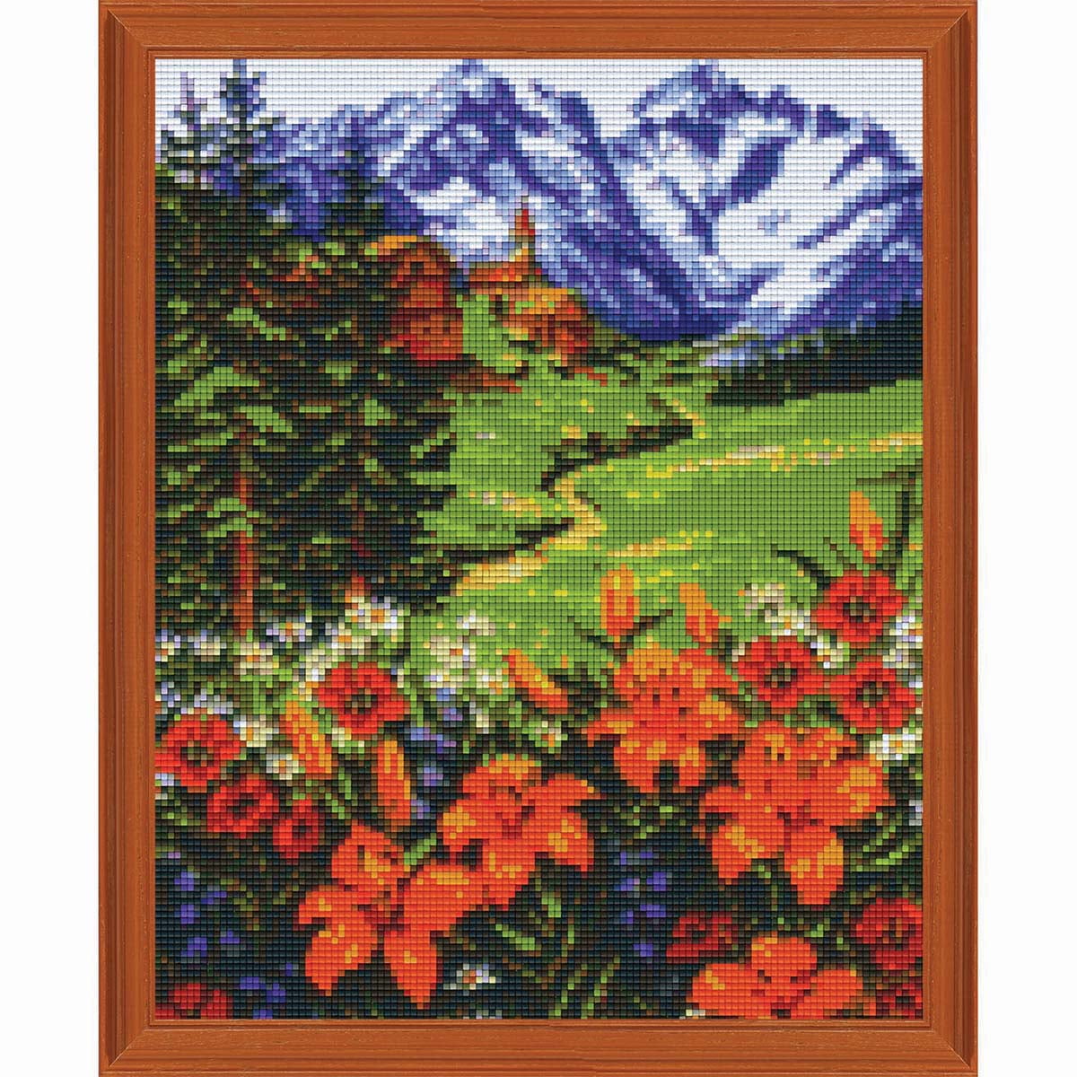 PixelHobby Mountain with Flowers Kit & Frame Mosaic Art Kit - Walmart.com