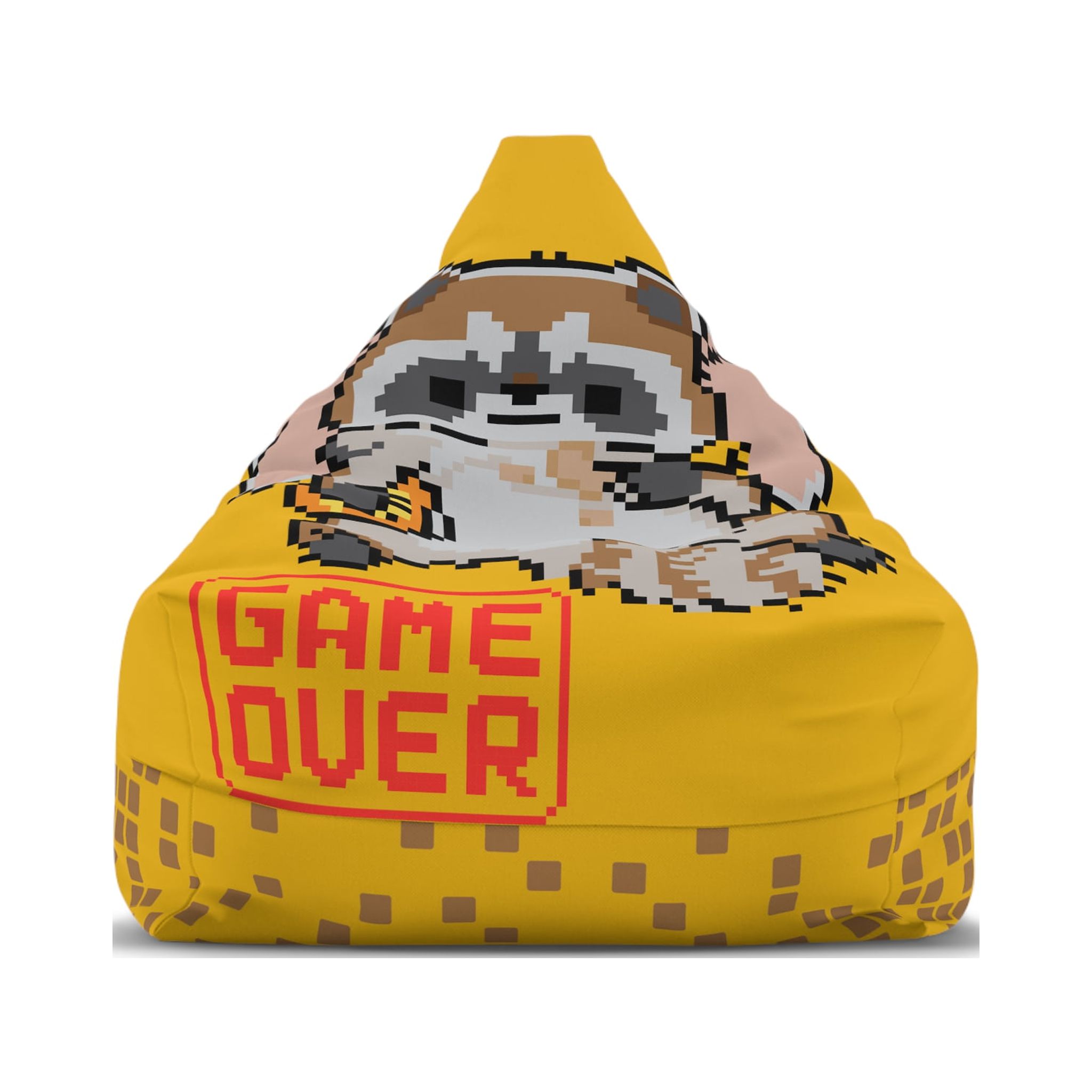 Pixelated 8 Bit Game Over Relaxing Racoon Bag Chair - Cover ONLY ...