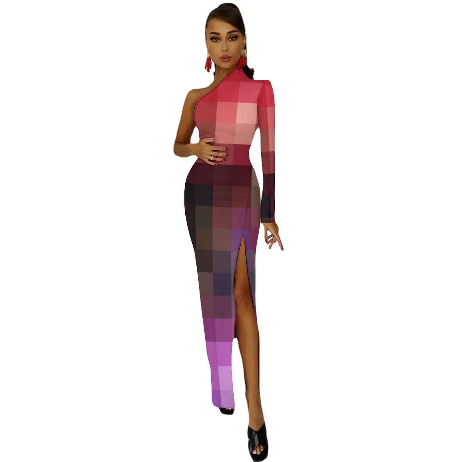 Pixelated Baubles Half Dleeve Split Dress Elegant gown dresses for ...