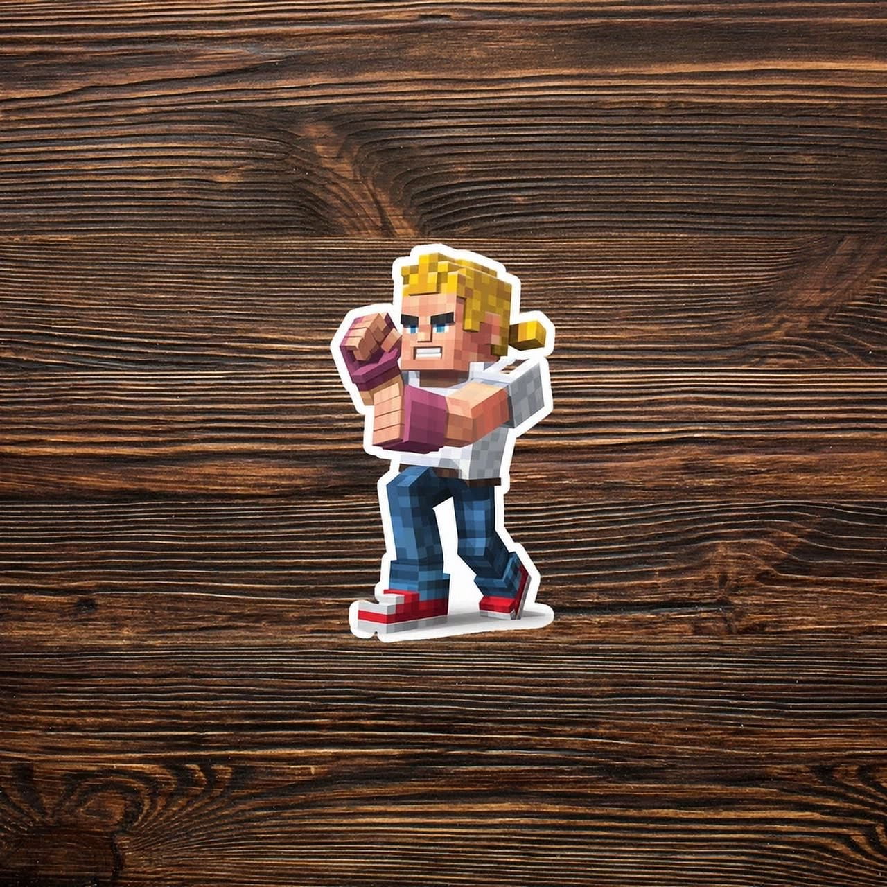 Pixelated Brawler 8-Bit Video Game Character Sticker For Gamersphone ...