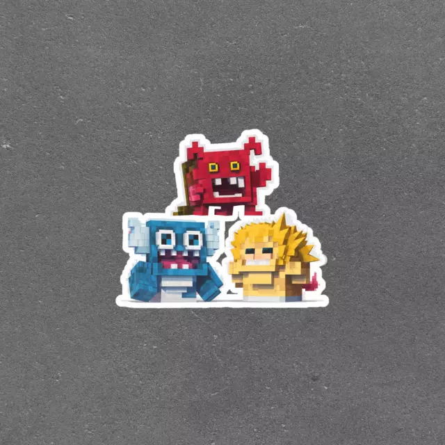 Pixelated Monster Sticker Pack: Red, Blue, Yellow 8-Bit Creaturesphone ...