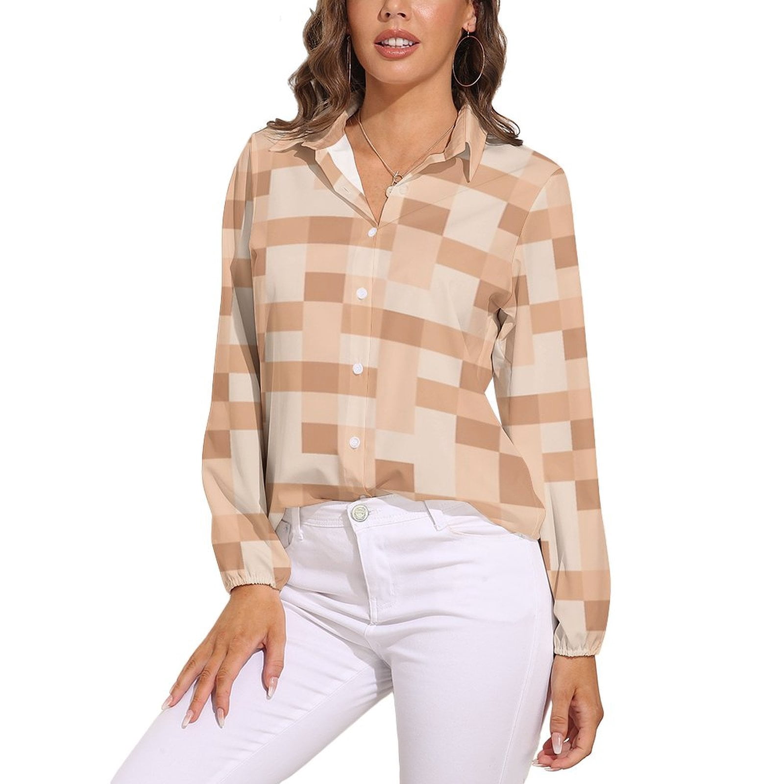 Pixelated Nudity Censored Light Skin Long Sleeve Blouse Woman ...