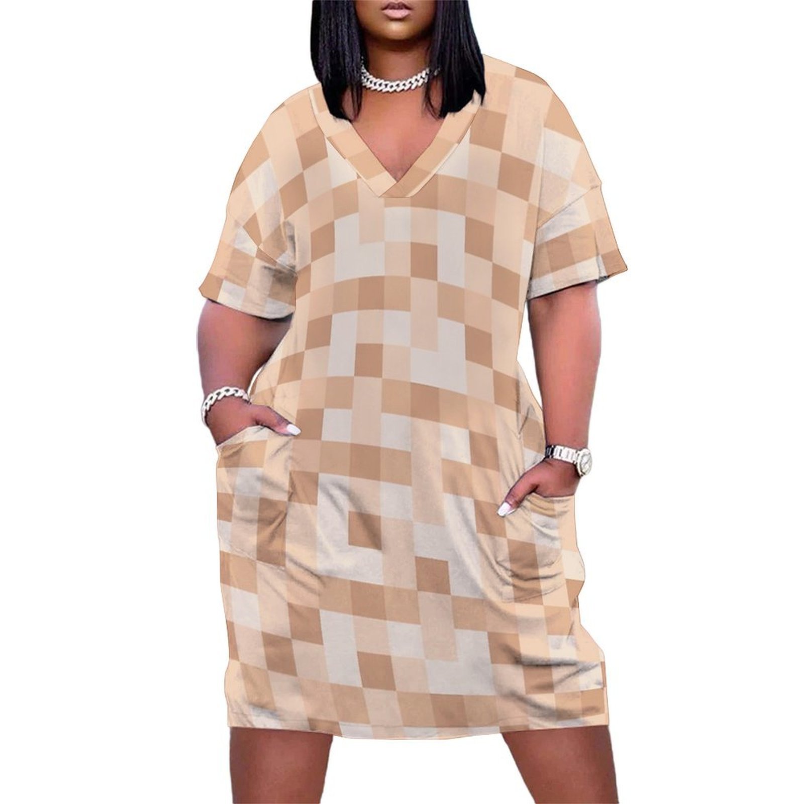 Pixelated Nudity Censored Light Skin Loose Pocket Dress Dresses Summer ...