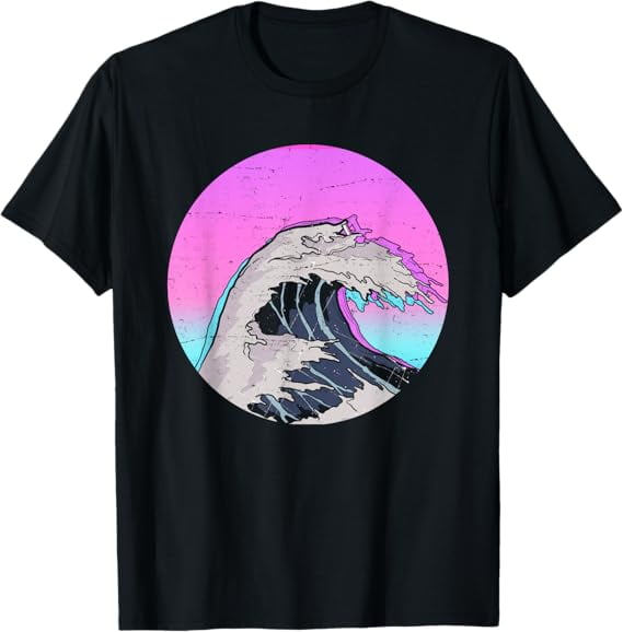 Pixelated Retro Sea Wave Vaporwave T-Shirt - Walmart.com