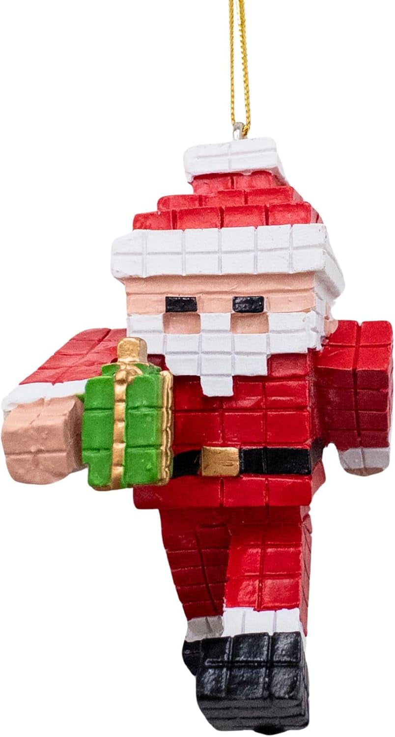 Pixelated Santa Claus Gamer Christmas Tree Ornament Retro Video Game 80 ...