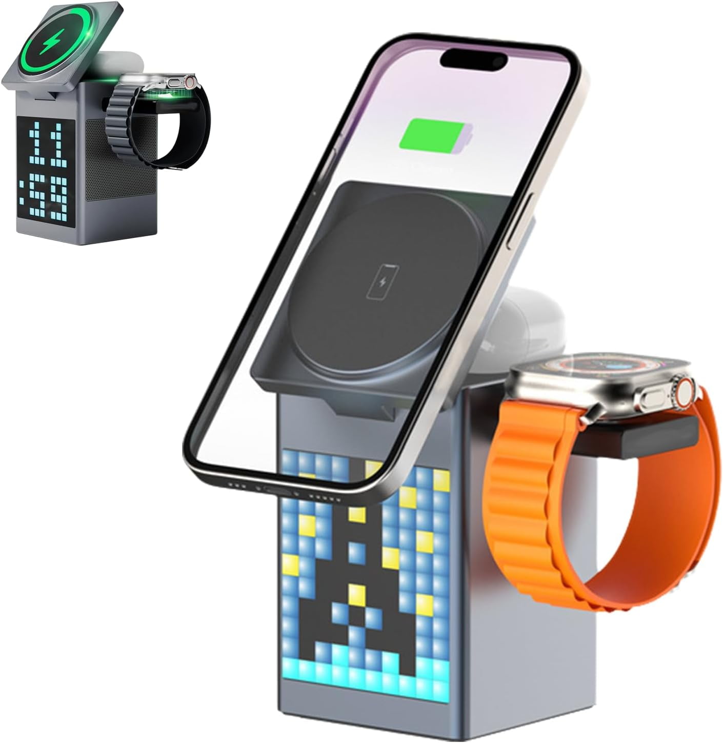 Pixelcharge 3-in-1 Bluetooth Speaker & Charging Station, Bluetooth ...