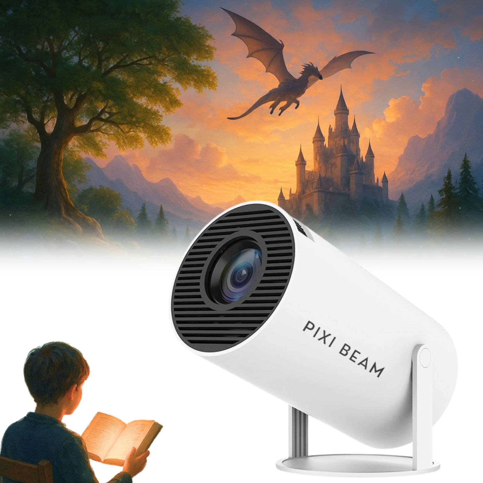 Pixi Beam Projector, 4K UHD Pixi Beam Portable Projector with WiFi and ...