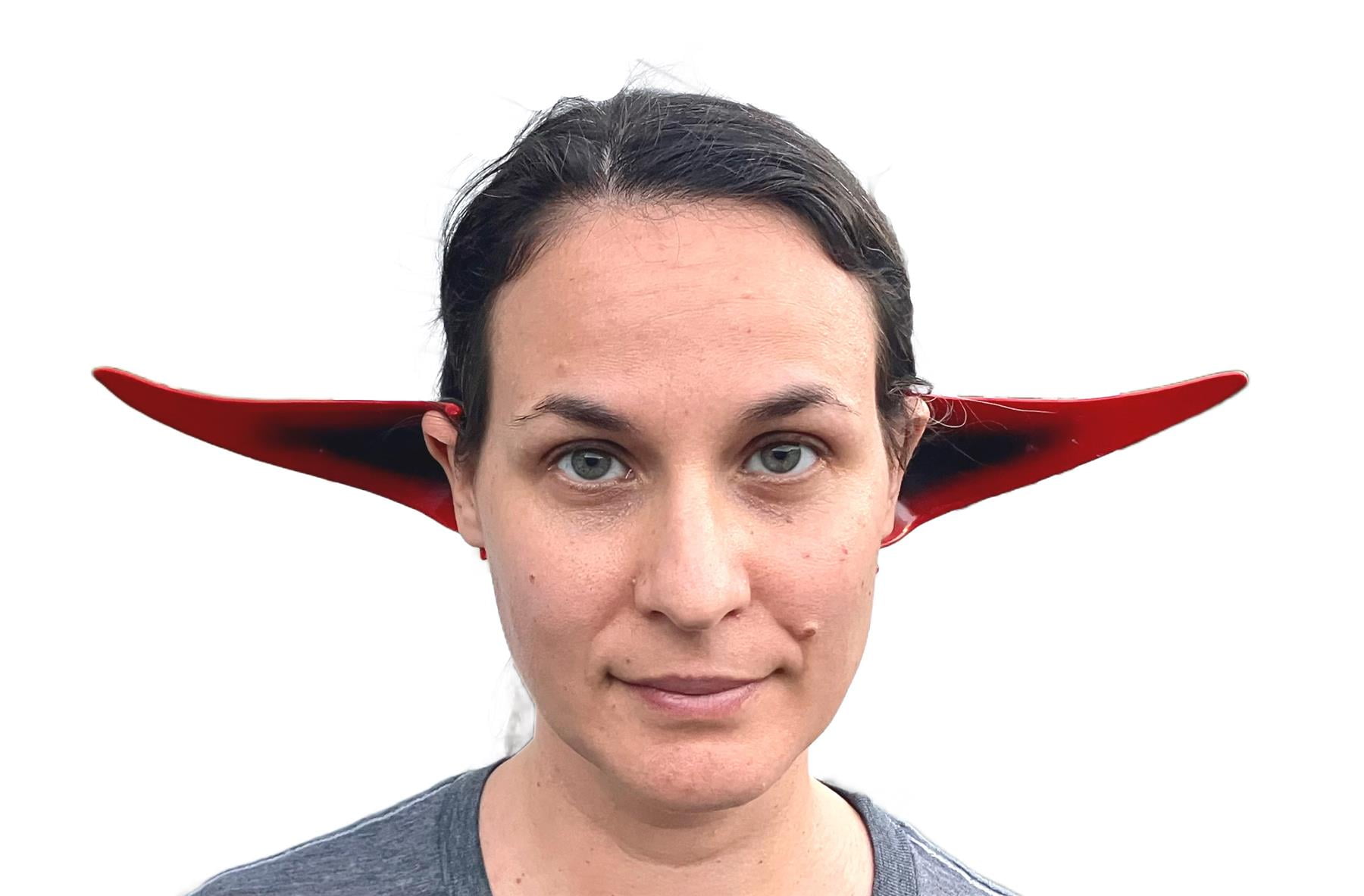 Pixie Demon Ears Handcrafted Halloween Costume Accessory Red and Black ...