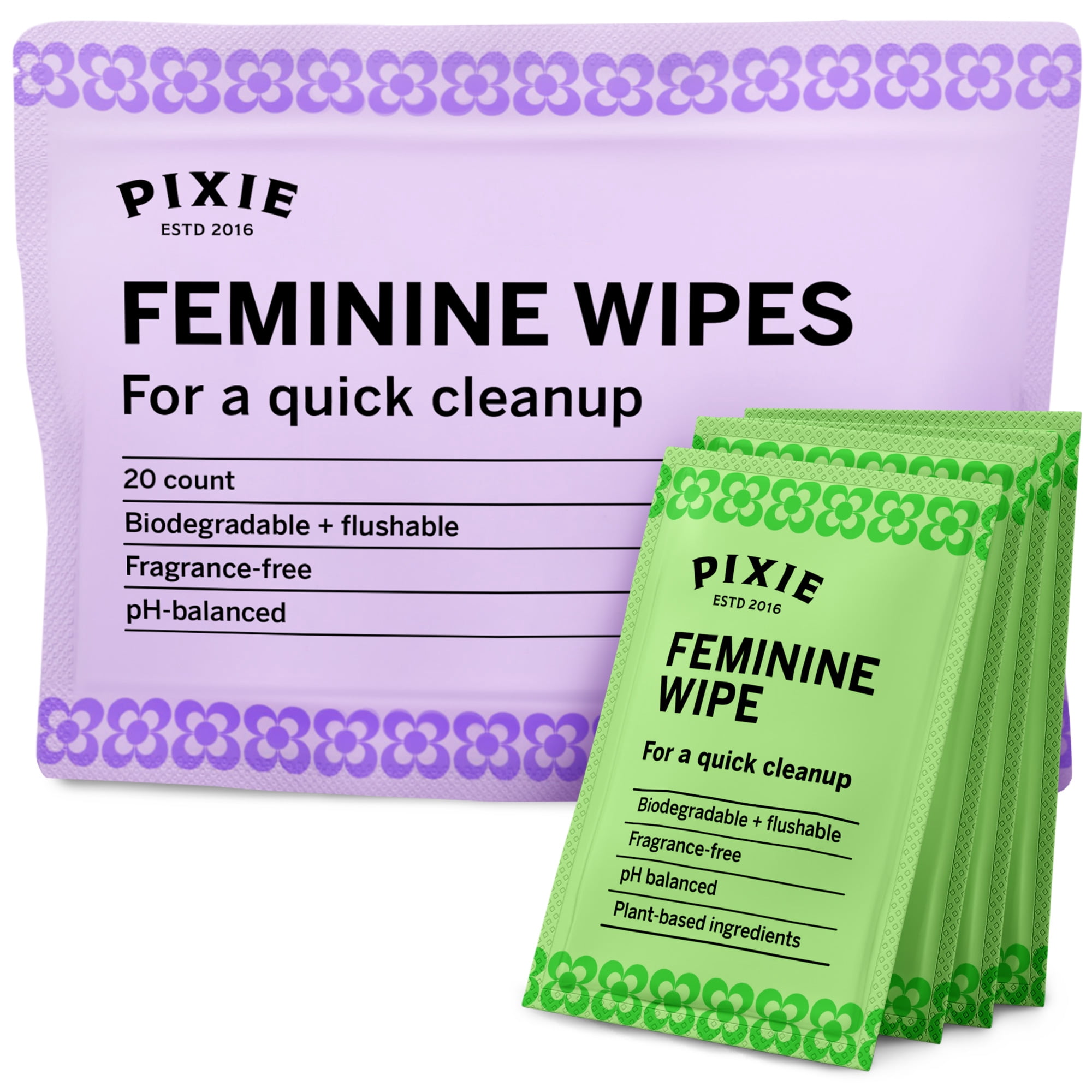 Pixie Menstrual Cup Cleaner Wipes Flushable, Biodegradable, & Ph ...