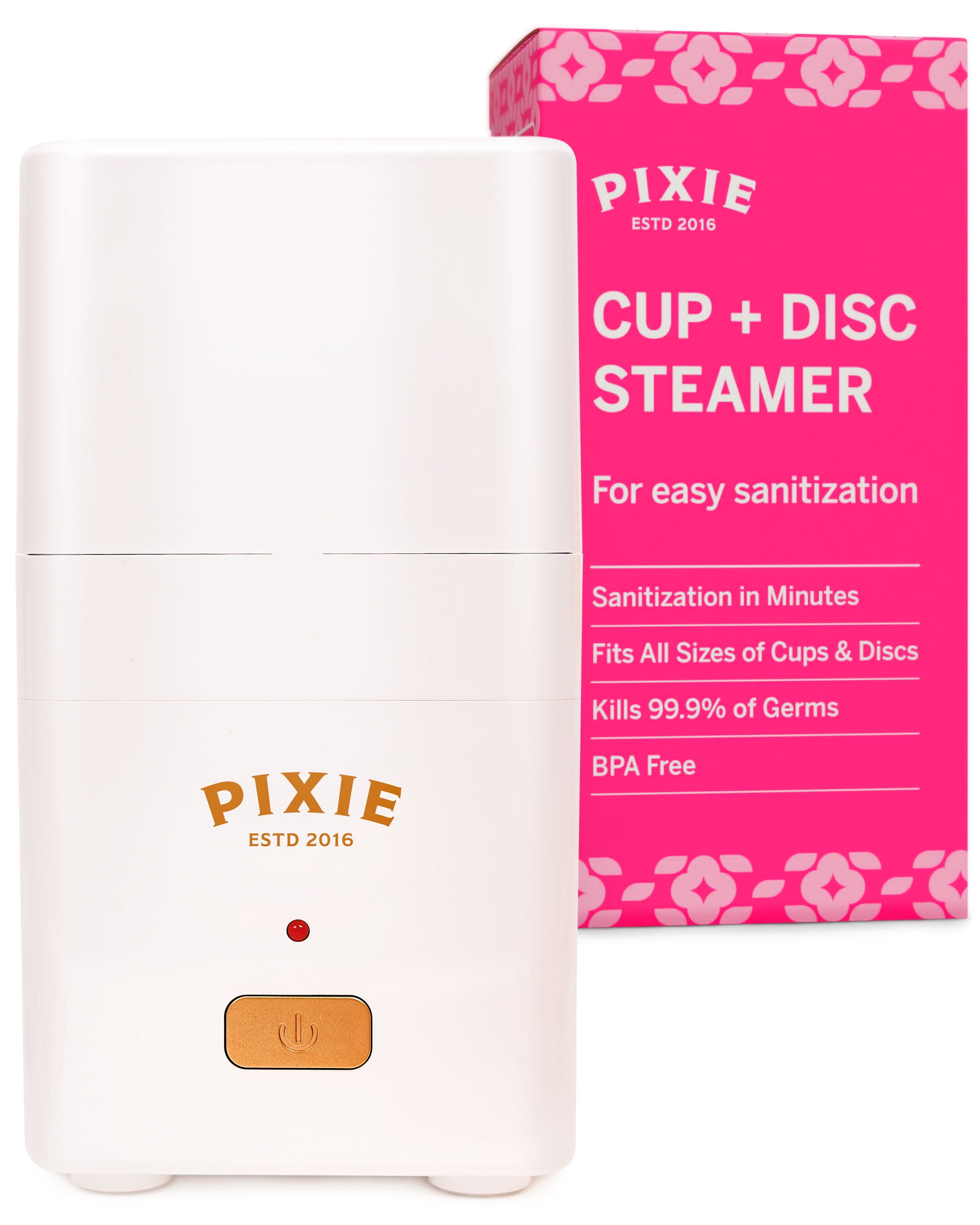 Pixie Cup Menstrual Cup Sterilizer, Steam Cleans in 3 Minutes, Kills 99 ...