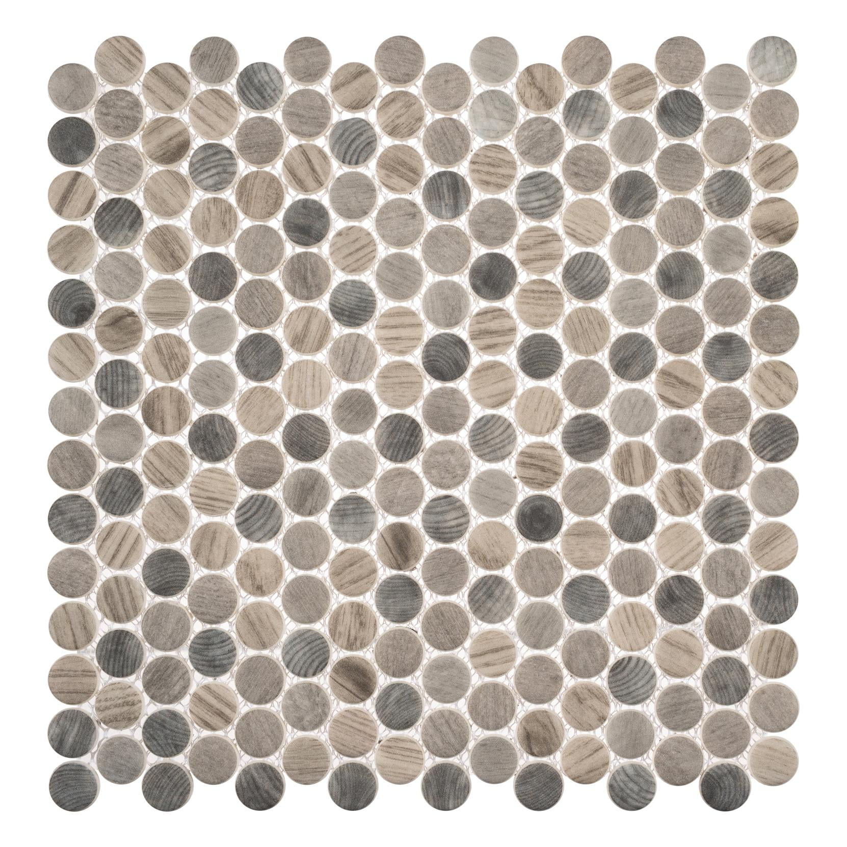 Pixie Olav Gray 3/4-in Penny Round Fabric Look Matte Glass Mosaic Wall and Floor Tile - Walmart.com