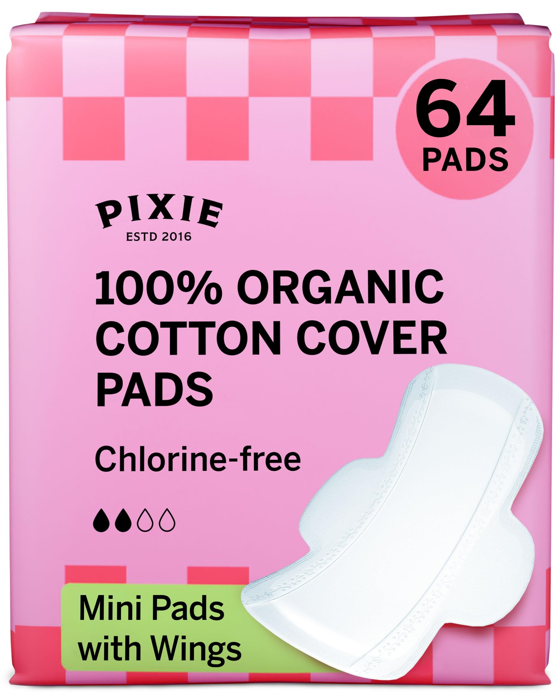 Pixie Organic Cotton Mini Pads with Wings for Women & Teens - Ultra ...