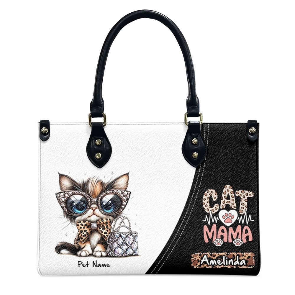 Pixie-bob Cat Bag, Personalized Leather Handbags For Women ...