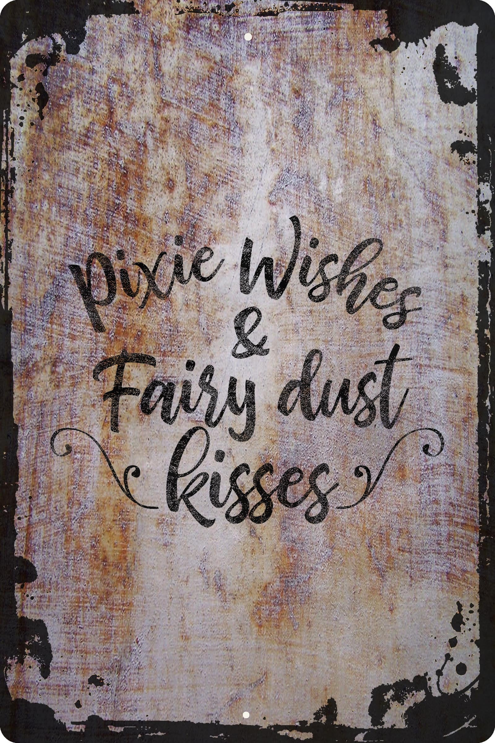 Pixie wishes and fairy dust kisses love fairytale mythical magic Beige Wall Art Decor Funny Gift ...