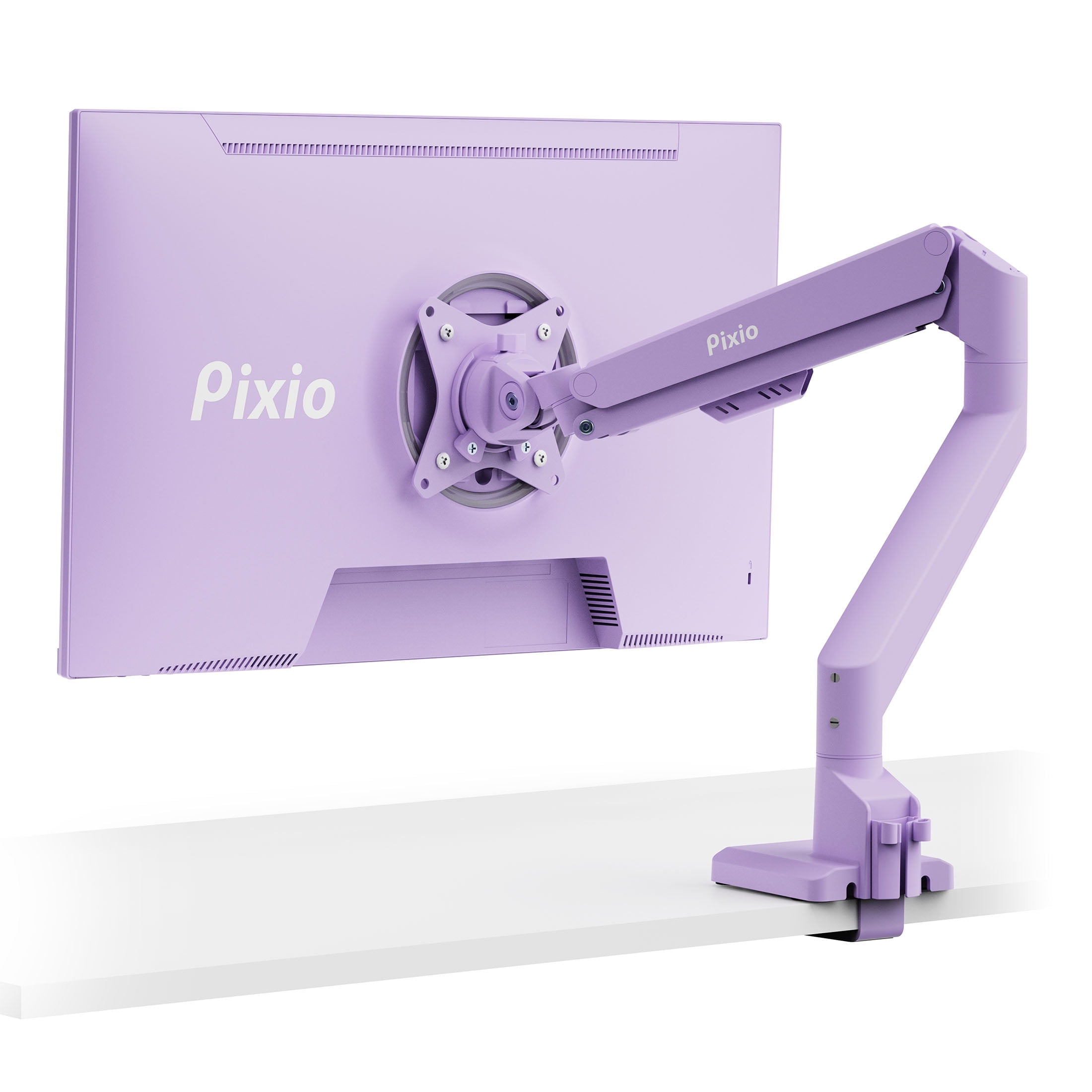 Pixio PS1S Wave Purple Single Monitor Arm Stand Desk Mount - Fits up to 32 inches Monitors and ...