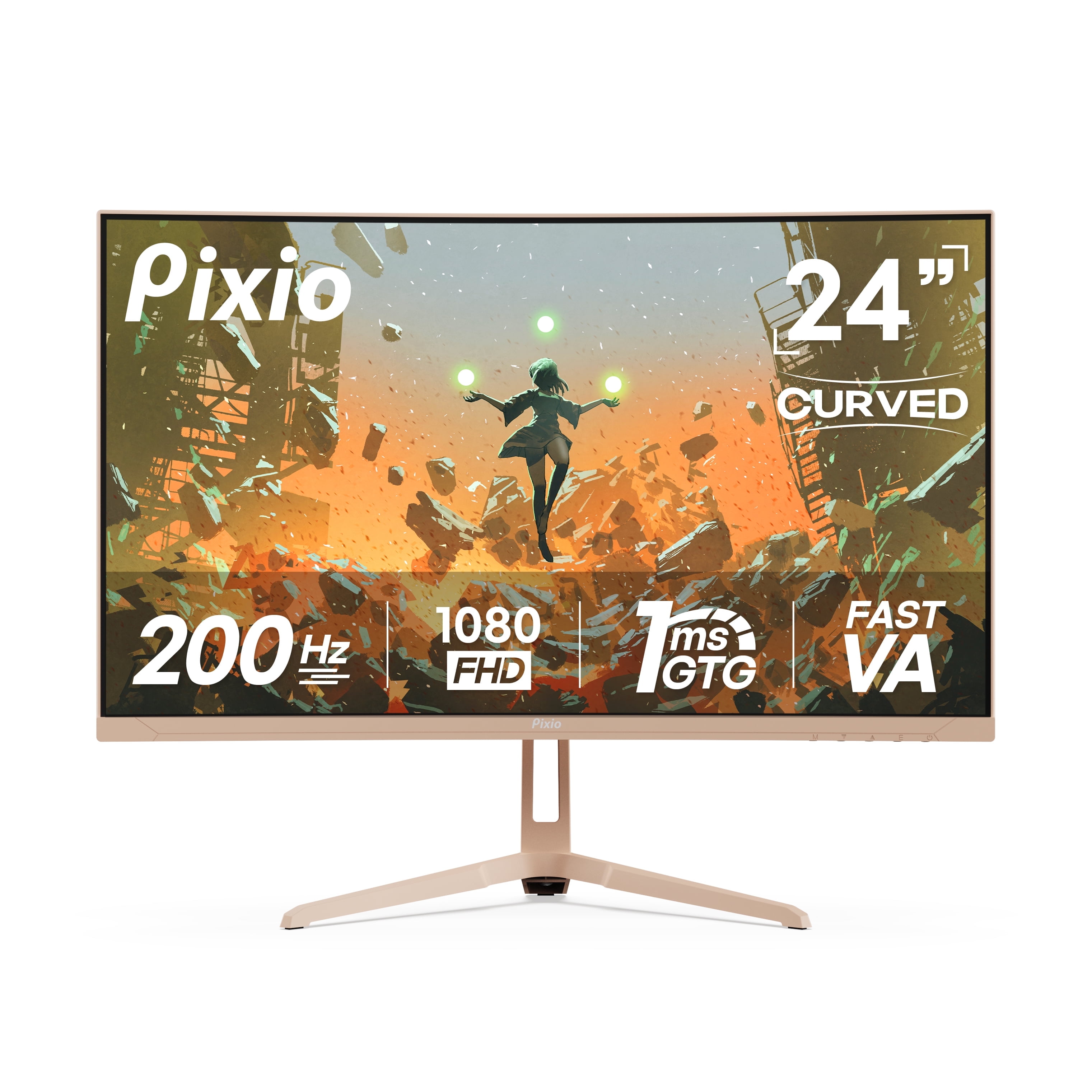 Pixio PXC248 Wave Beige 24 inch 200Hz Refresh Rate FHD 1080p Resolution ...