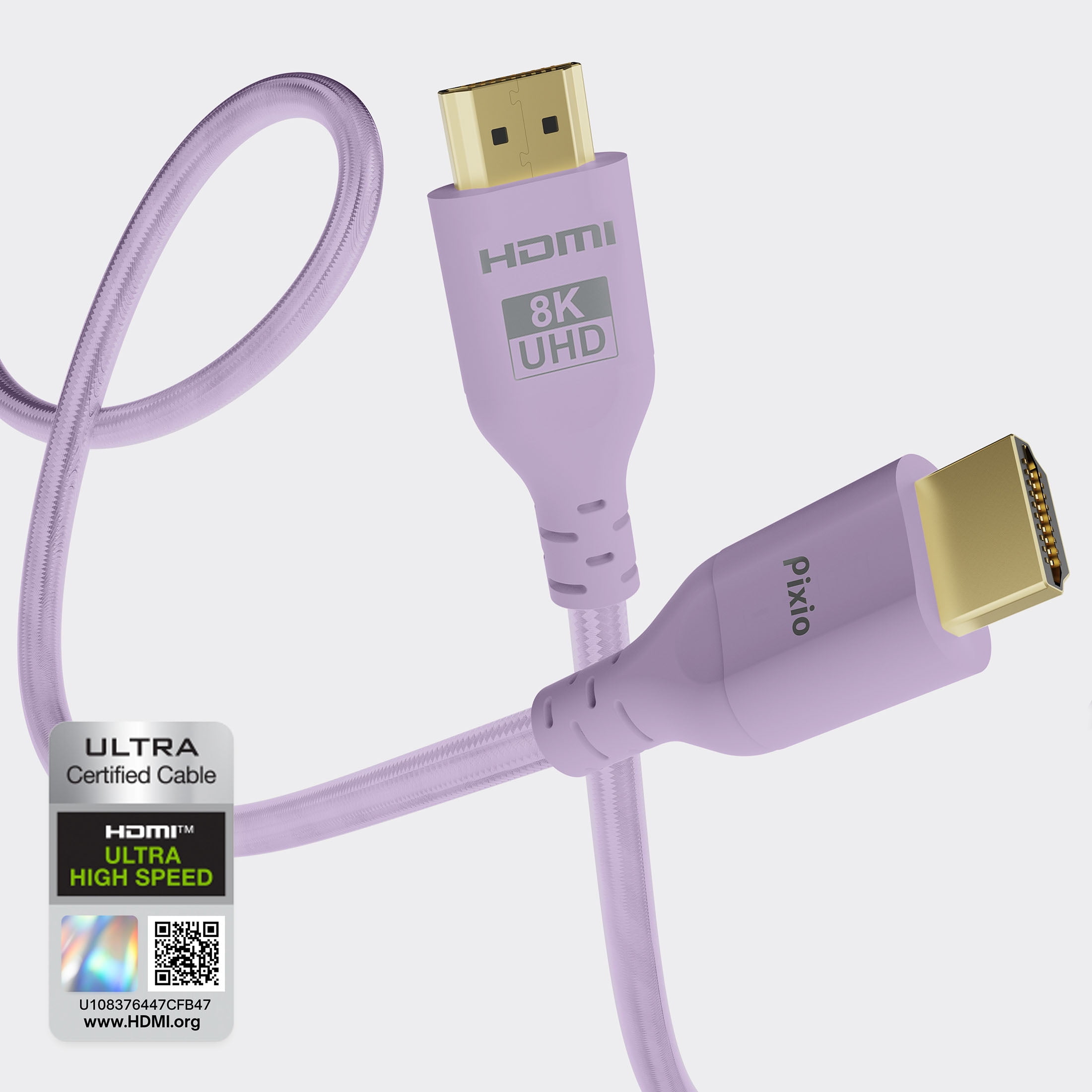 Pixio Purple 8K HDMI 2.1 Cable Ultra Certified Ultra High Speed 6FT 8K 60Hz 4K 120Hz Nylon ...