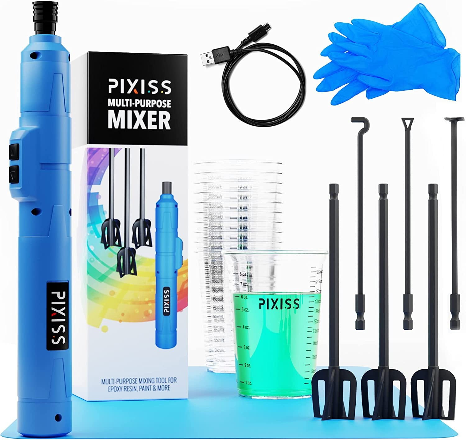 Pixiss Premium Resin Mixer - Handheld Rechargeable Epoxy Mixer, Epoxy ...