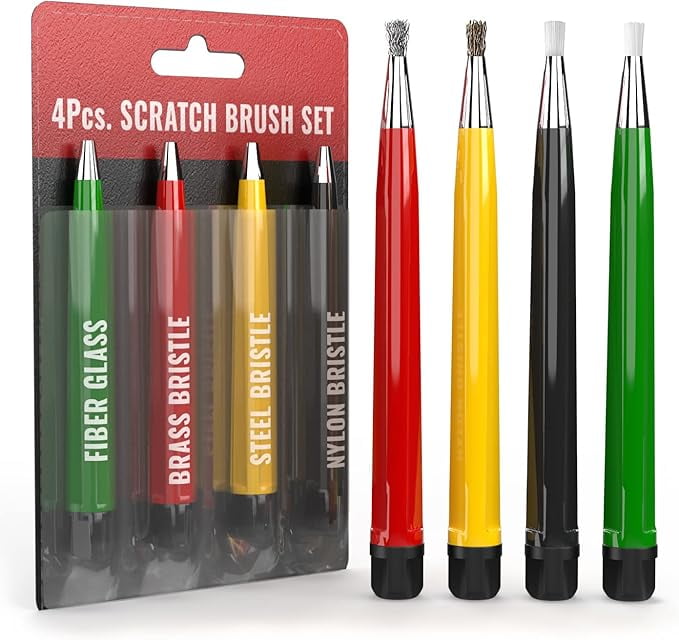 Pixiss Scratch Brush Pen Set, Fiberglass, Steel, Brass, Nylon, 5-inches ...