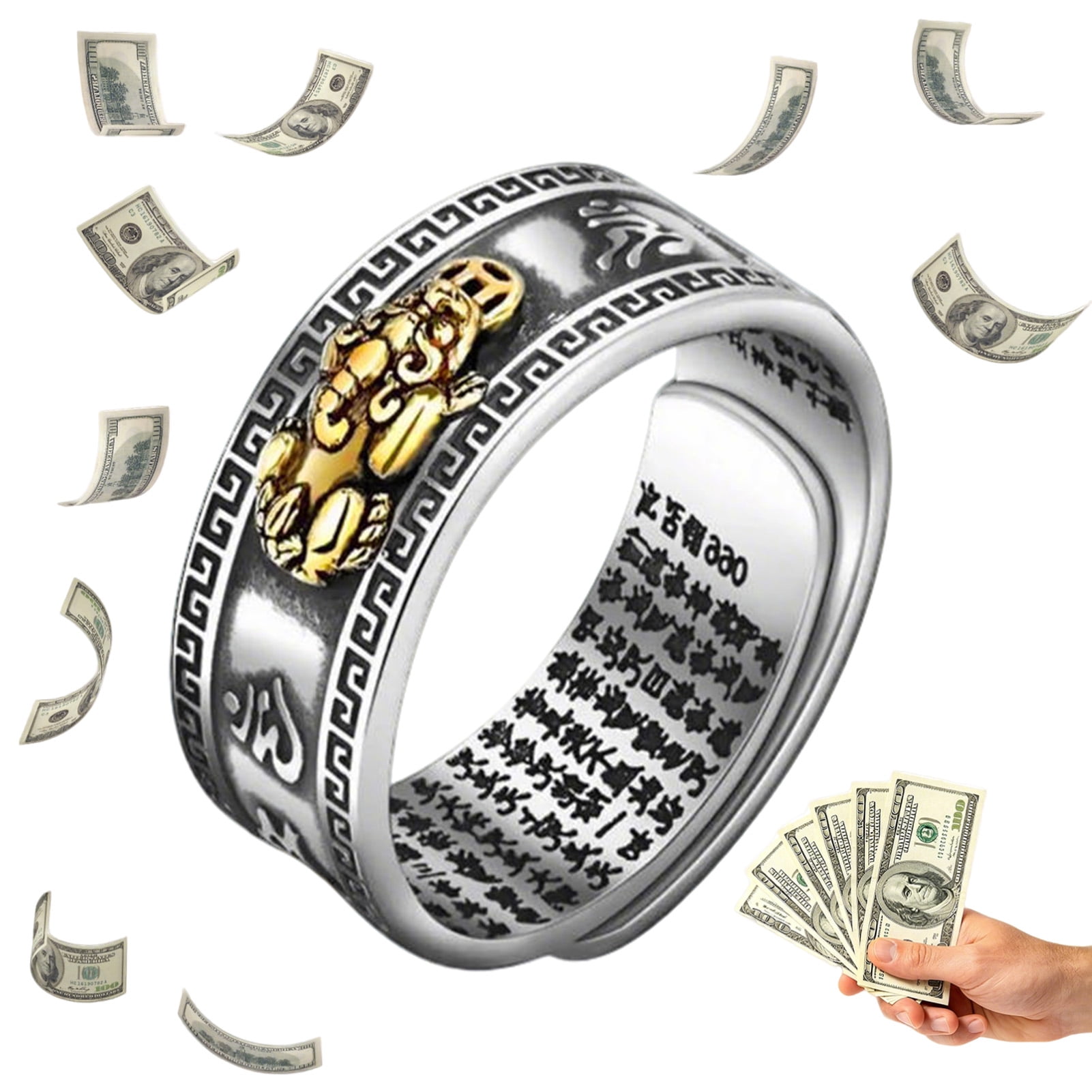 Pixiu Fen Shui Ring for Good Luck, Wealth & Protection - Adjustable ...