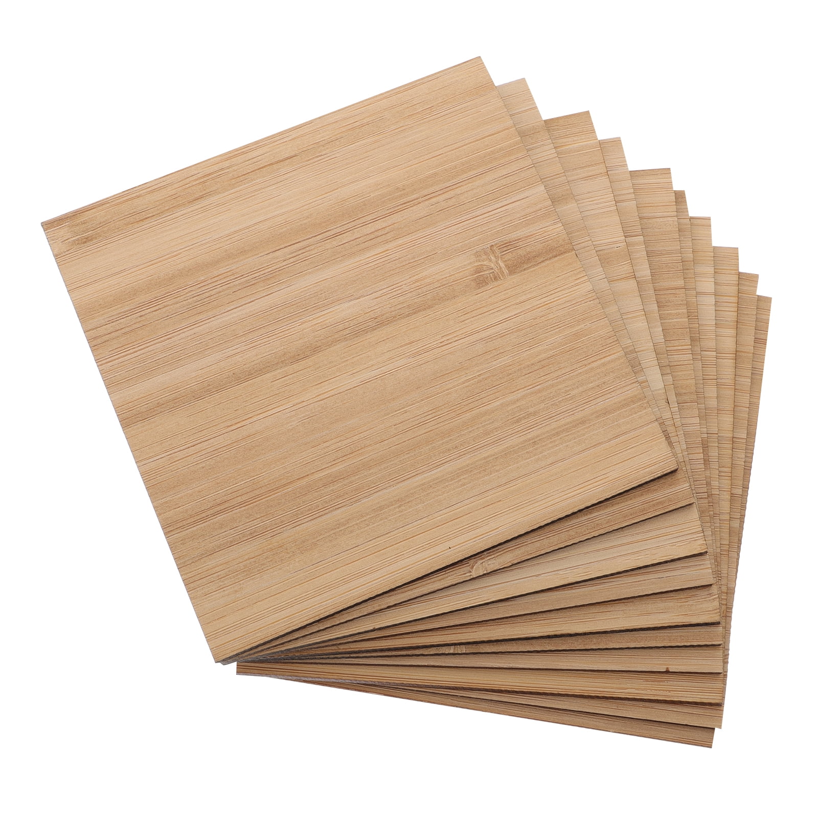 Pixnor 10Pcs Unfinished Bamboo Slices DIY Square Bamboo Pieces DIY ...