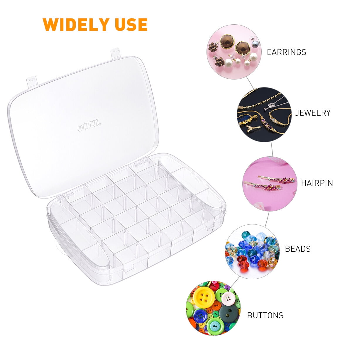 Pixnor 30 Grids Plastic Organizer Box with Dividers, Compartment ...