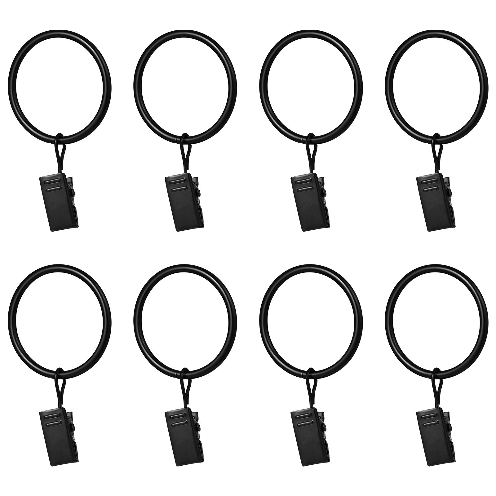 Pixnor 50 Pack Openable Curtain Rings with Clips Metal Hangers Ring ...