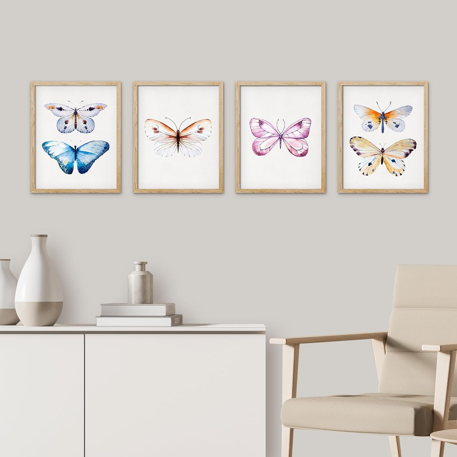 PixonSign 4 PCS Adhesive Canvas Posters Colorful Butterfly Boho Gril's ...