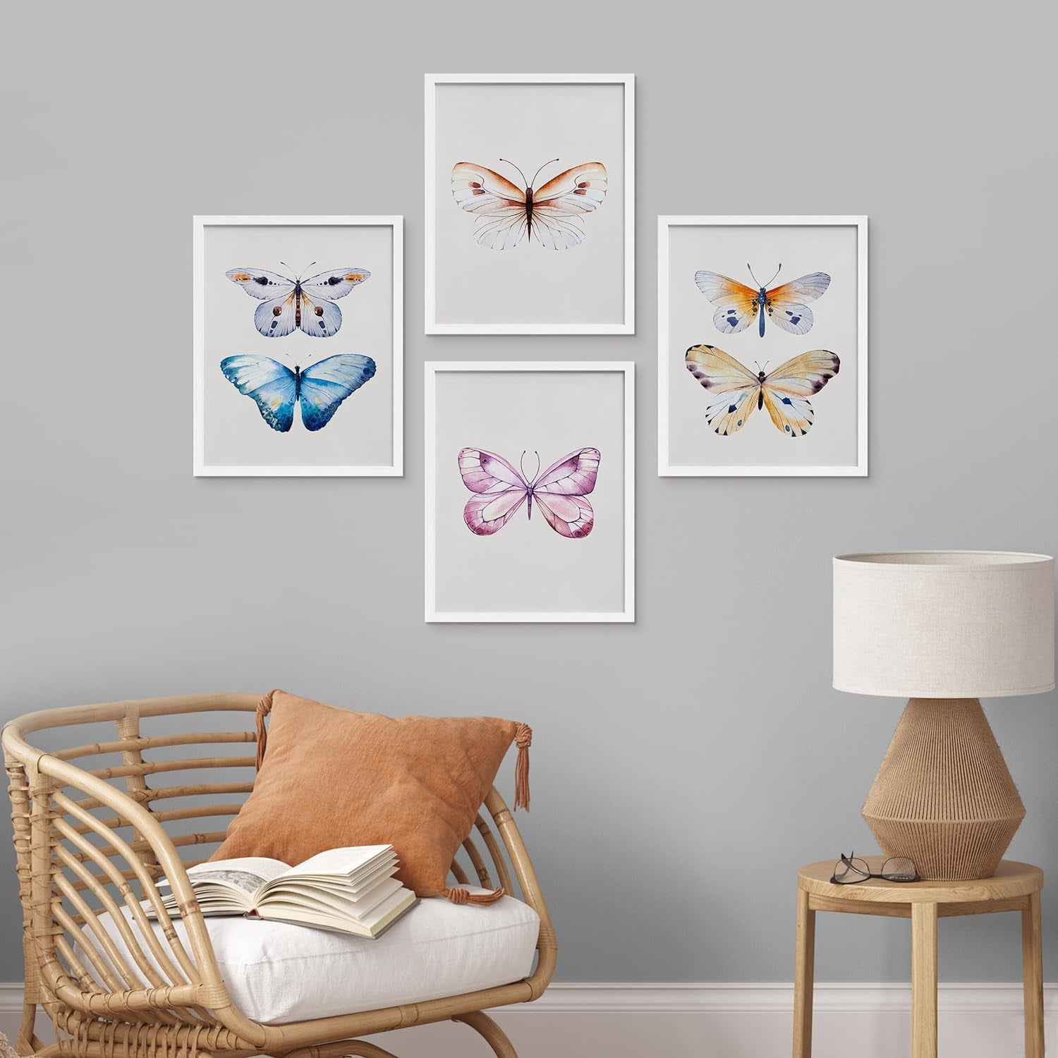 PixonSign 4 PCS Adhesive Canvas Posters Colorful Butterfly Boho Gril's ...