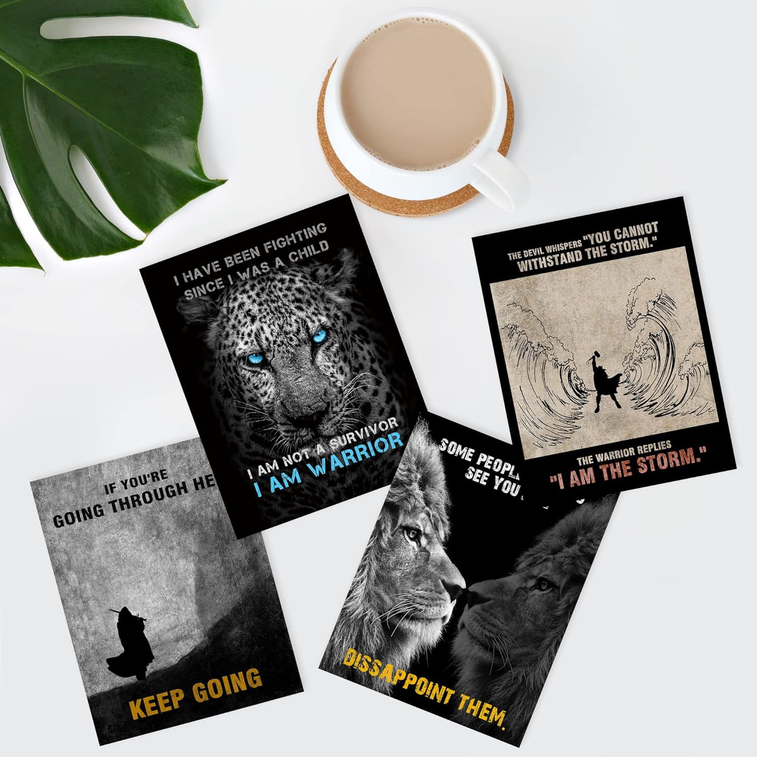 PixonSign 4 PCS Adhesive Canvas Posters Lion Leopard Colorful ...