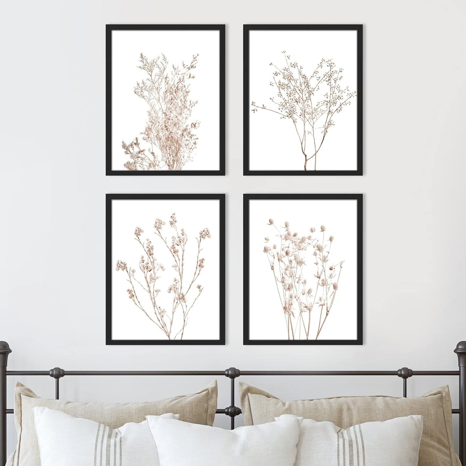 PixonSign 4 PCS Adhesive Canvas Posters Pastel Brown Forest Plant ...