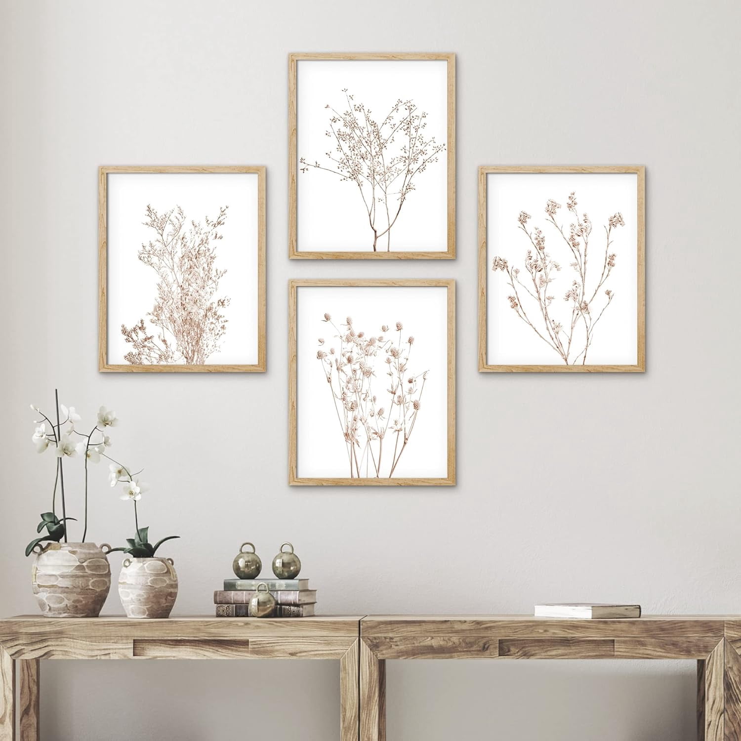 PixonSign 4 PCS Adhesive Canvas Posters Pastel Brown Forest Plant ...