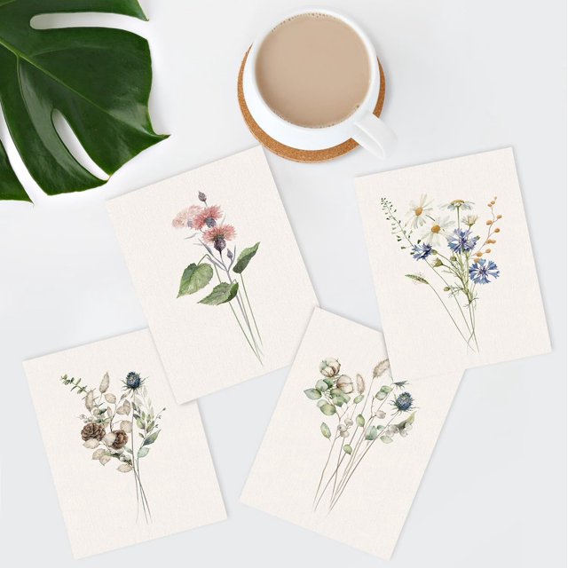 PixonSign 4 PCS Flowers Posters Frameless Canvas Prints Forest ...