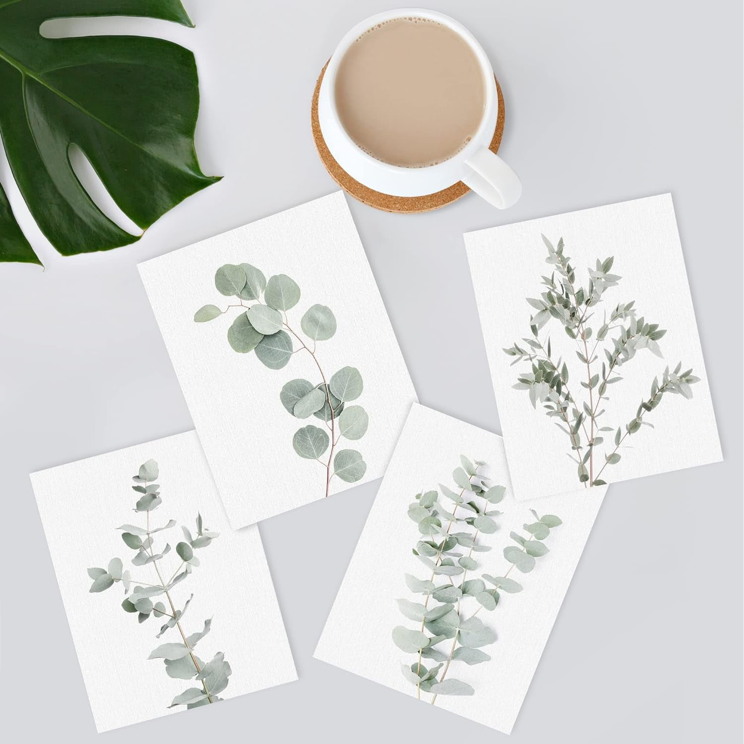 PixonSign 4 PCS Frameless Wall Art Watercolor Forest Plant Collage ...