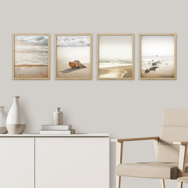PixonSign 4 PCS Poster White Minimal Beach Shore Posters Ocean Sea ...