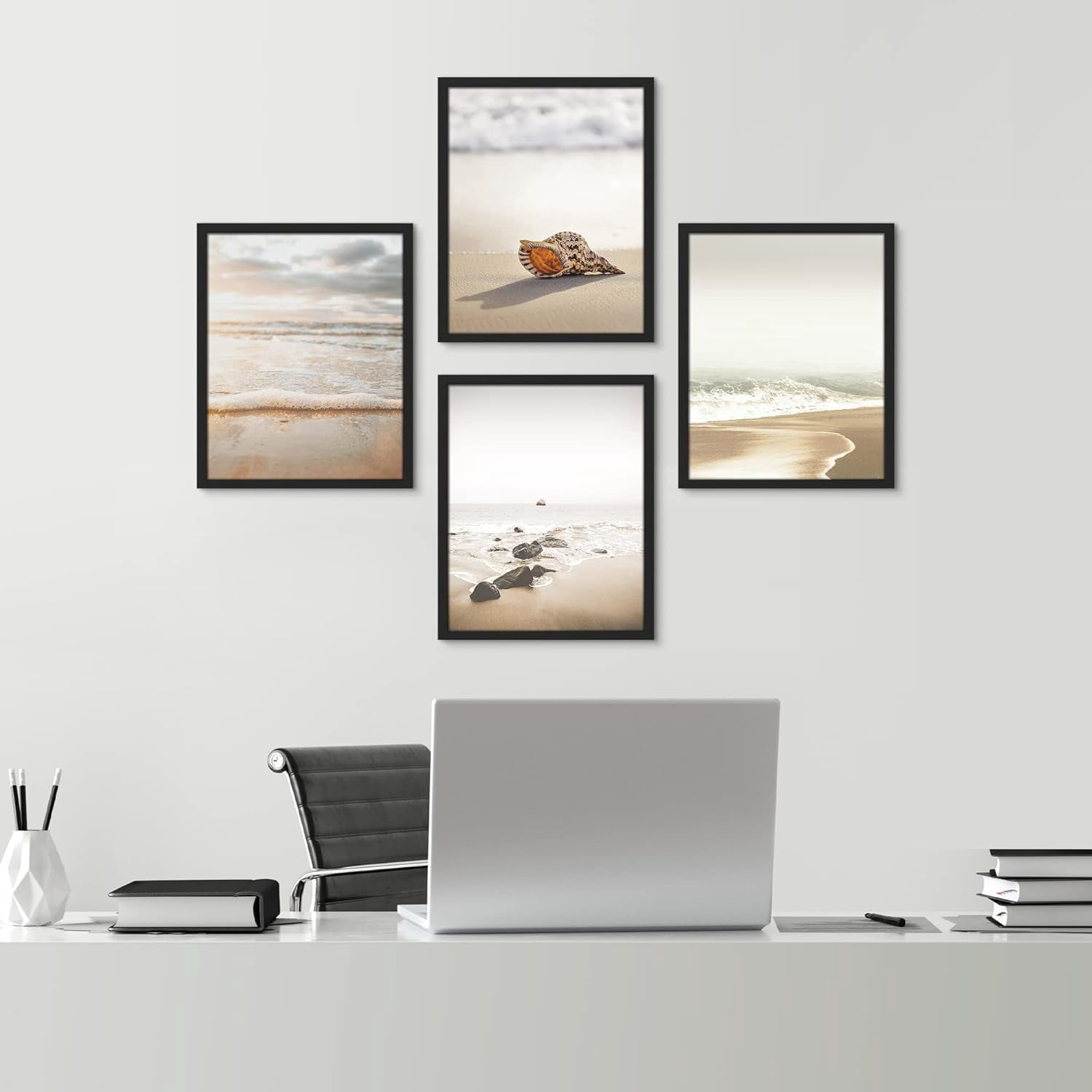 PixonSign 4 PCS Poster White Minimal Beach Shore Posters Ocean Sea ...