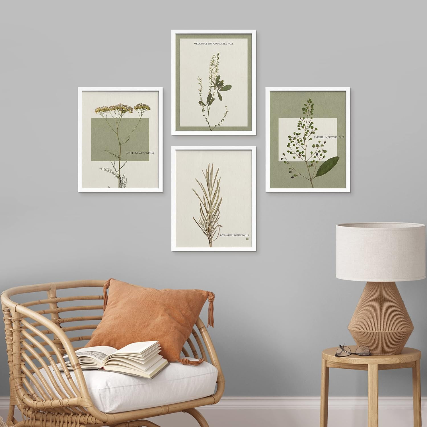 PixonSign 4 PCS Wilderness Plant Poster Set Geometric Square Duotone ...